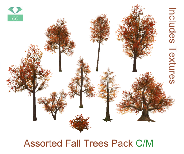 Second Life Marketplace - Fall Trees Pack - Includes Textures - Copy - Modify